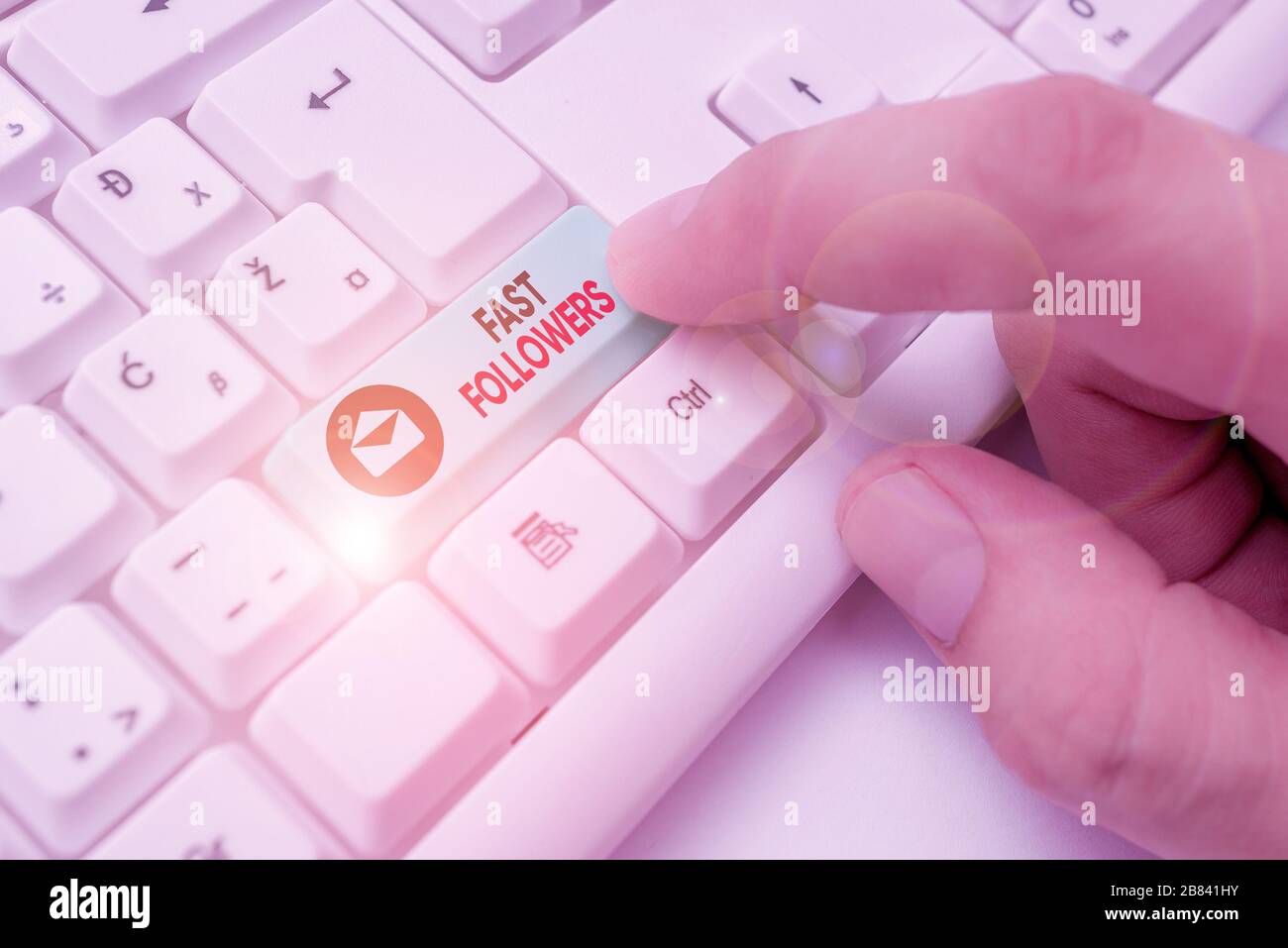 Conceptual hand writing showing Fast Followers. Concept meaning company ...