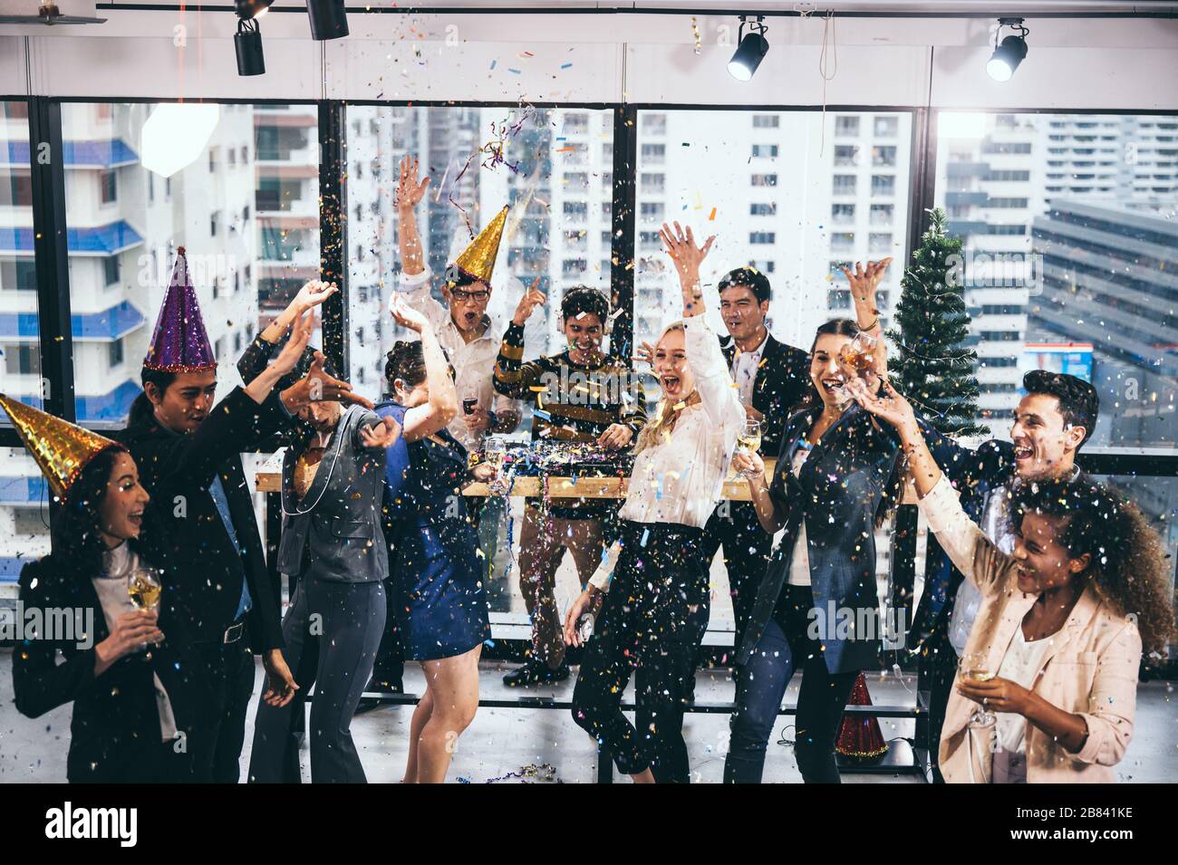 Celebrate success with colleagues. Business celebration party Stock ...