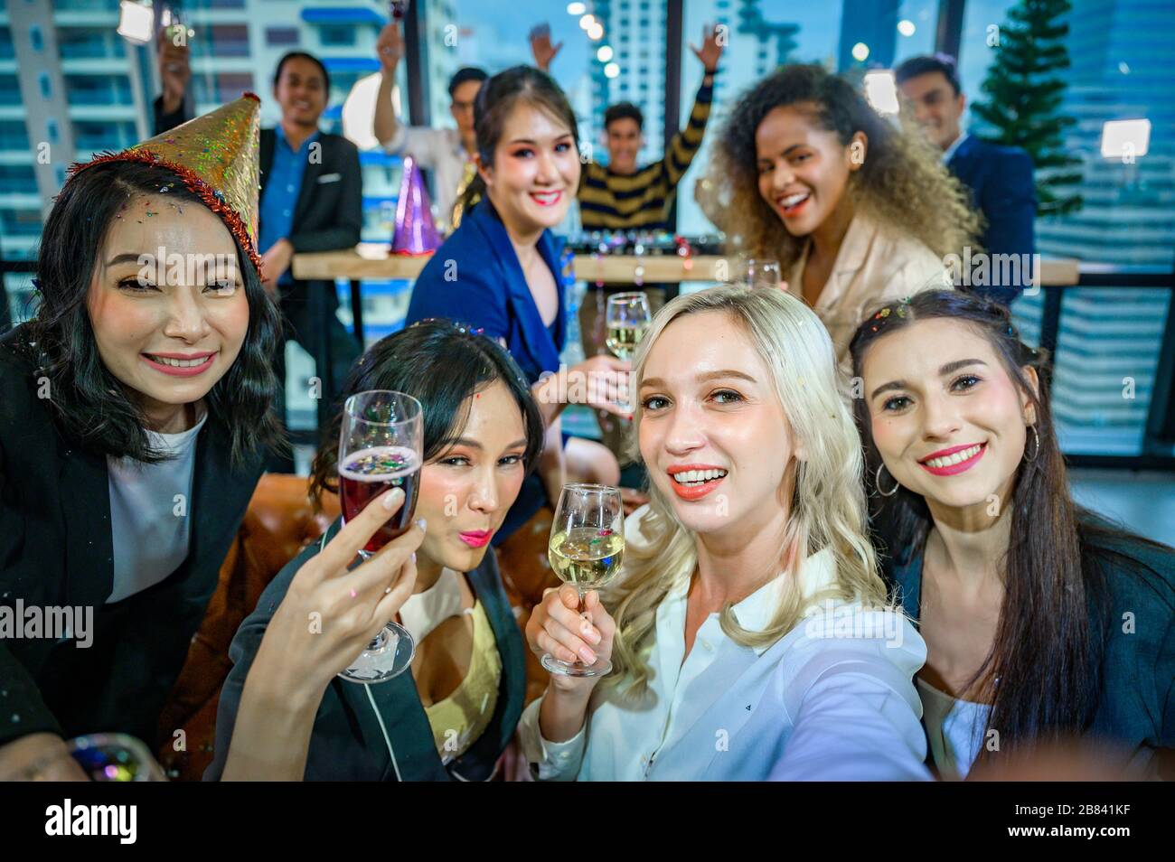 Celebrate success with colleagues. Business celebration party Stock ...