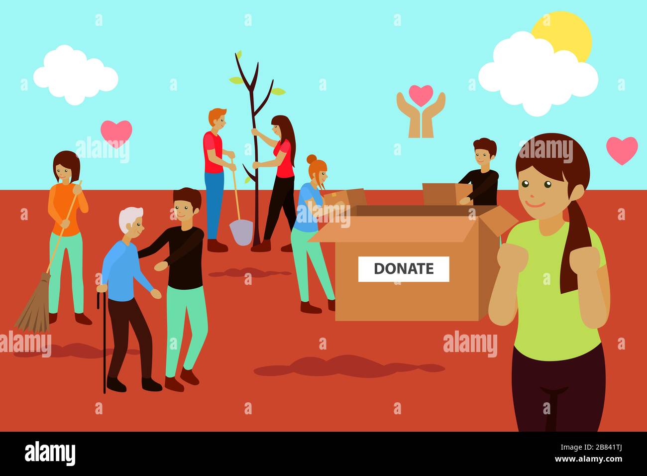 A vector illustration of Charity Volunteer Donation Concept Stock ...