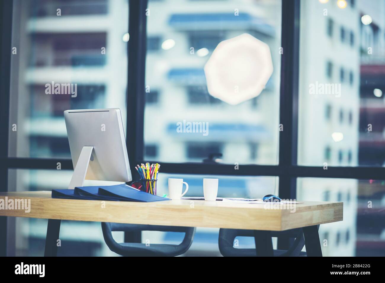 business workspace background desktop with computer Stock Photo - Alamy