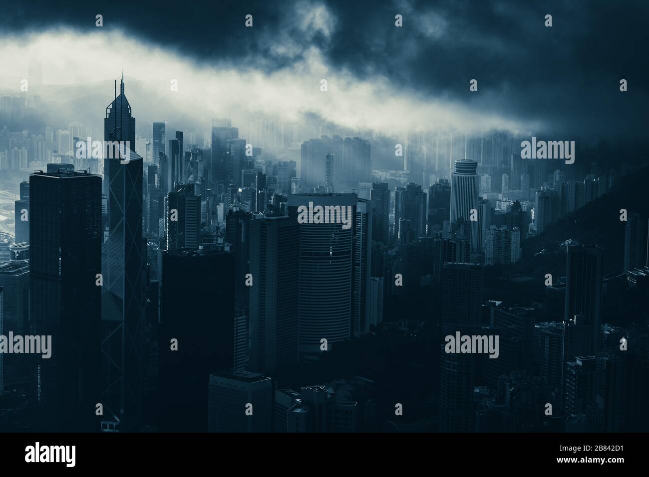 blue filter of city night light Stock Photo - Alamy