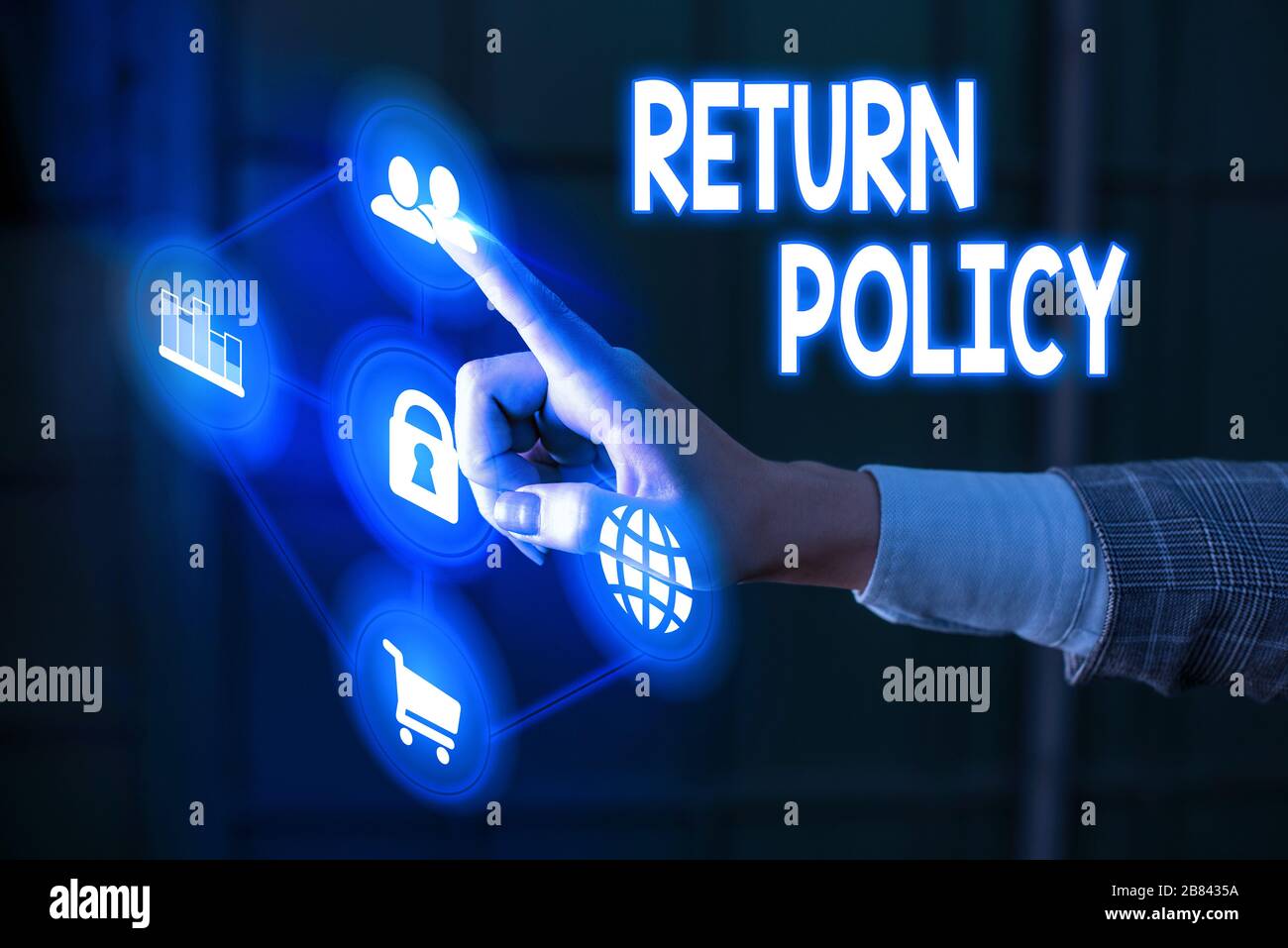 Writing note showing Return Policy. Business concept for return or ...