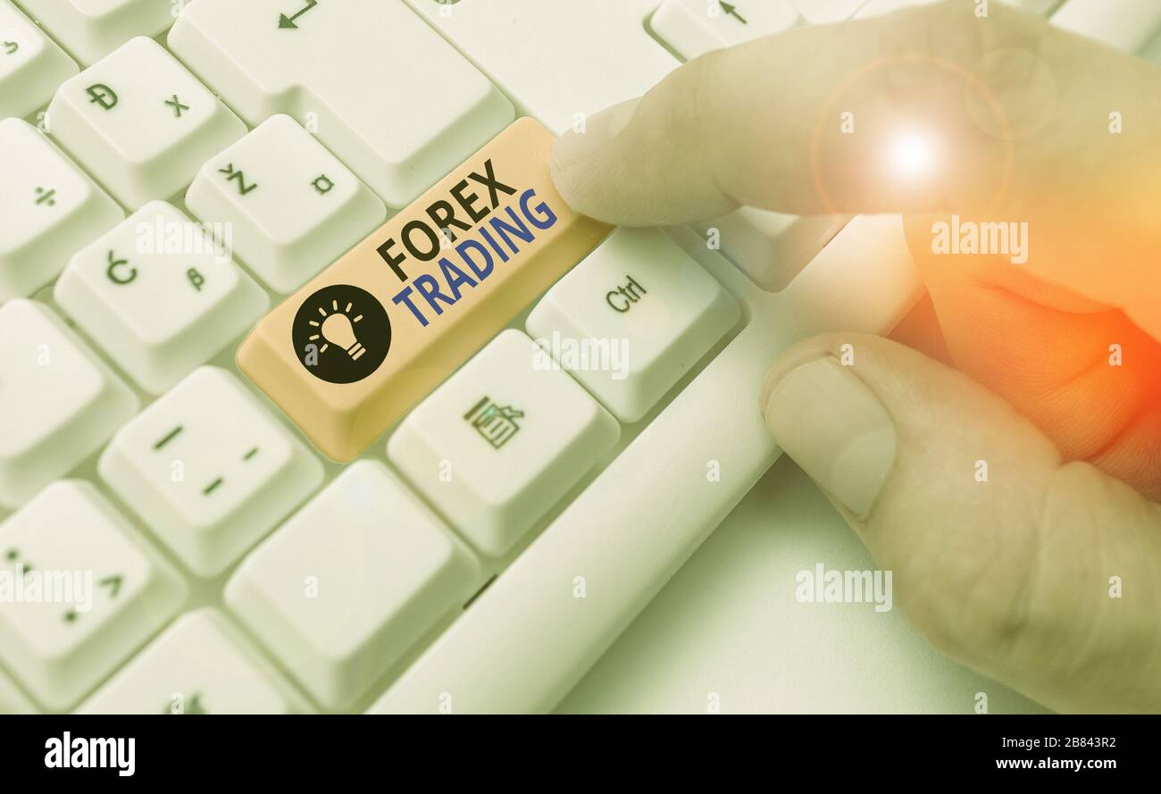 Writing note showing Forex Trading. Business concept for exchange of ...