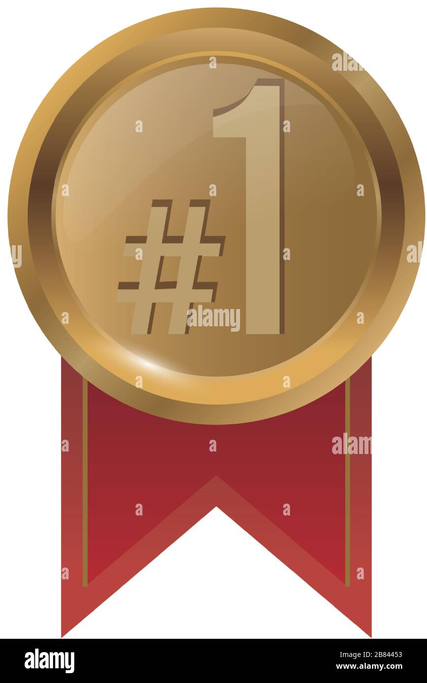medal award with one number Stock Vector Image & Art - Alamy