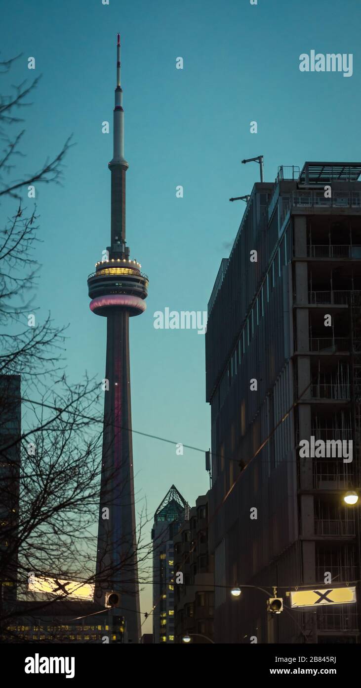 CN Tower between urban buildings Stock Photo - Alamy