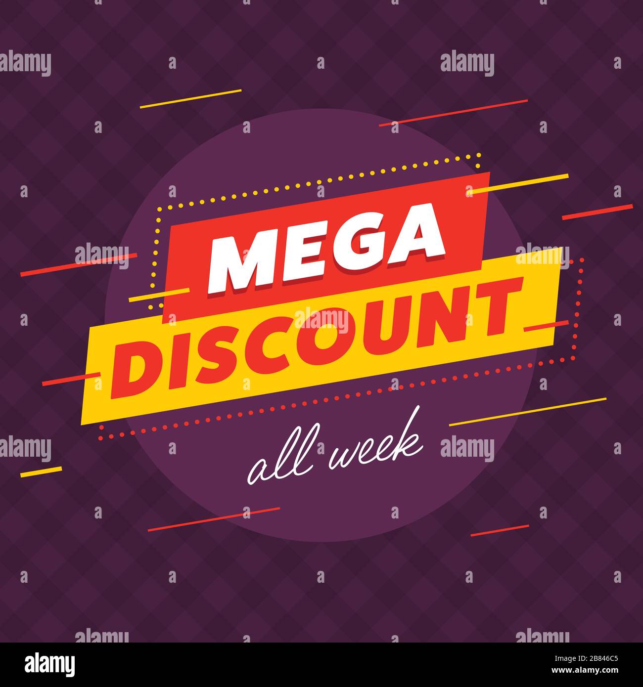 Vector design of banner promoting mega discount all week on purple ...