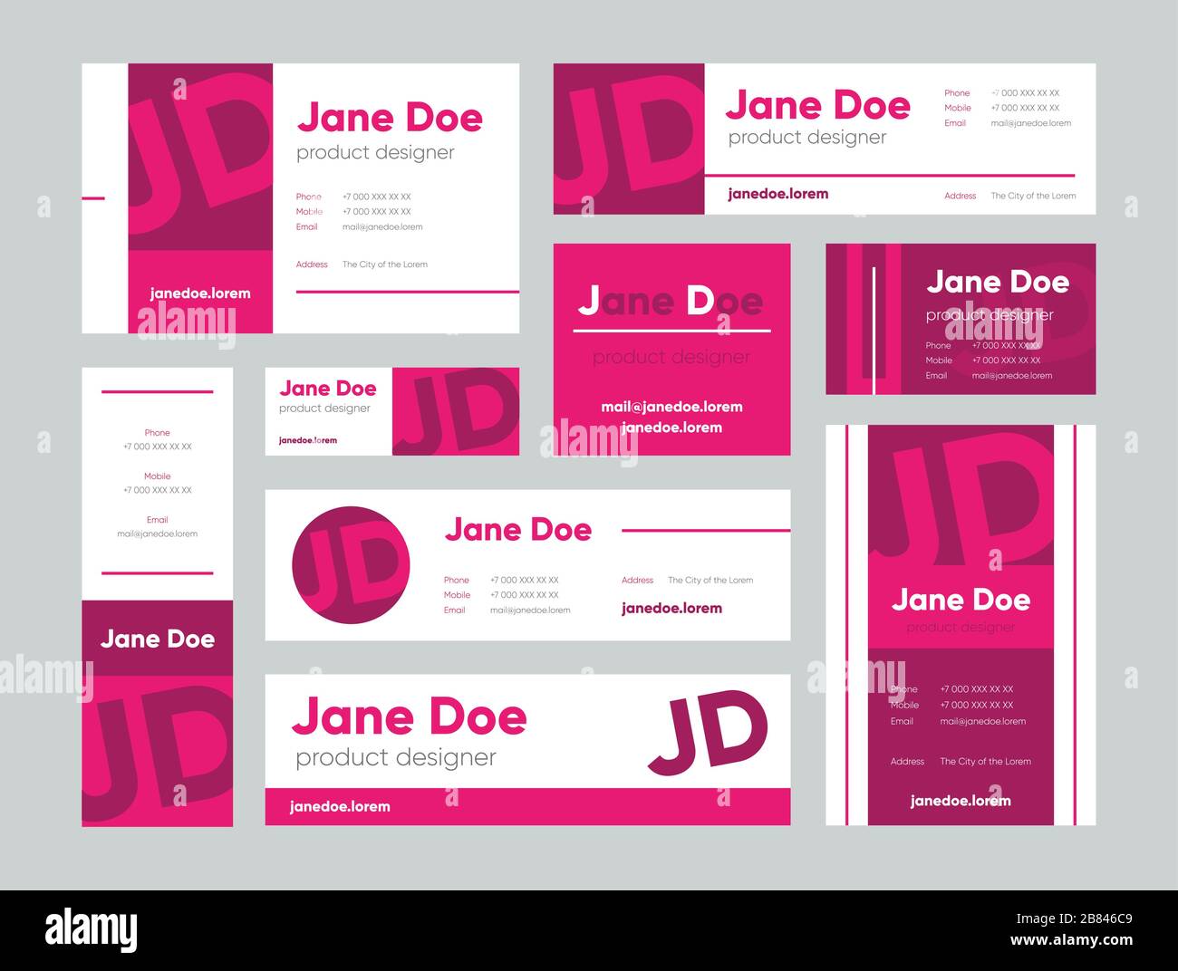 Vector set of various creative business cards for presentation of ...