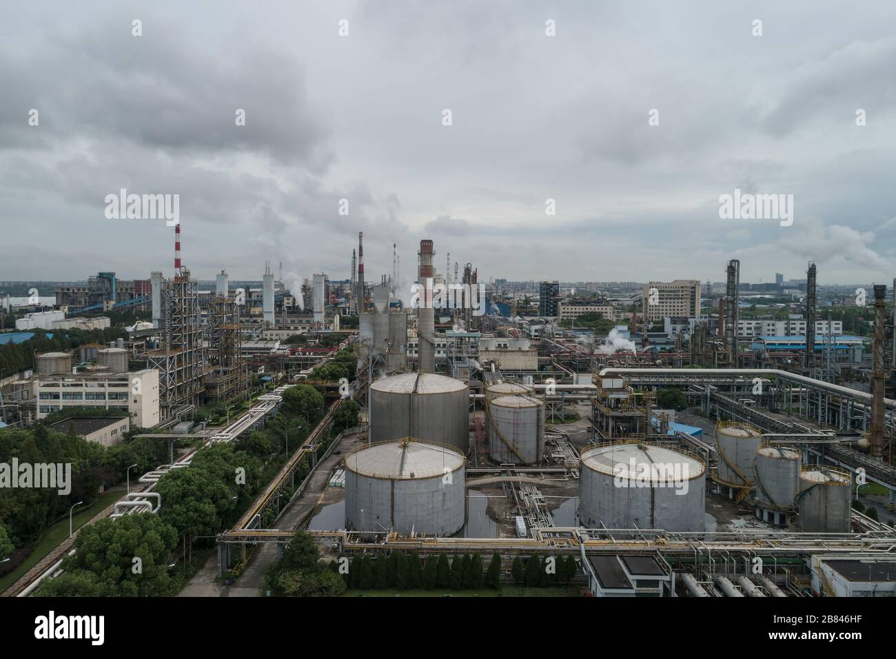 aerial view of industrial buildings Stock Photo - Alamy
