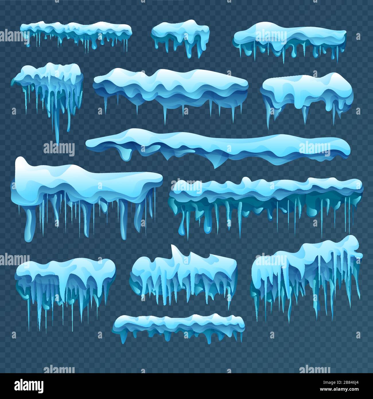 Vector Collection Of Different Blue Icicles Templates On Transparent ...