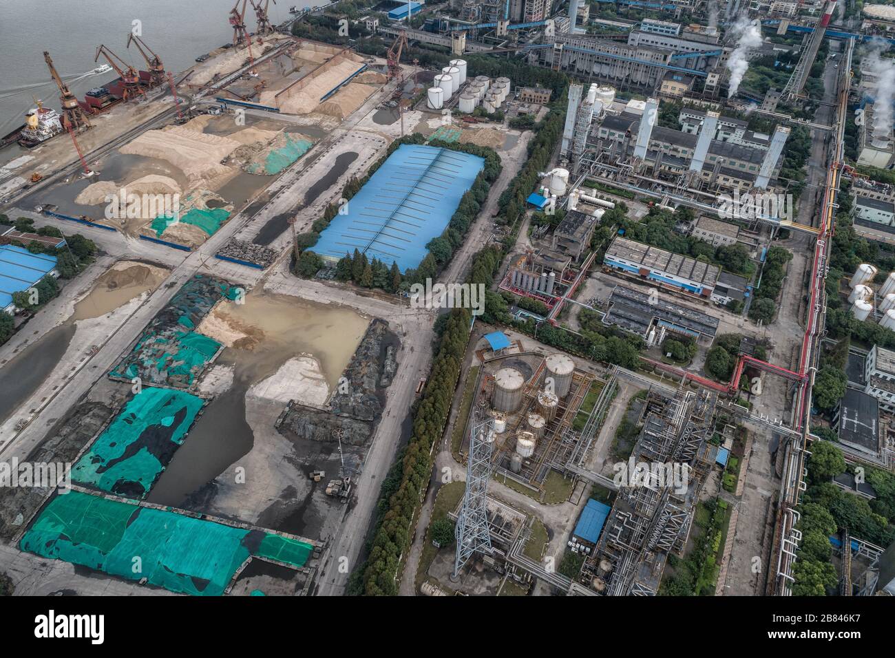 aerial view of industrial buildings Stock Photo - Alamy