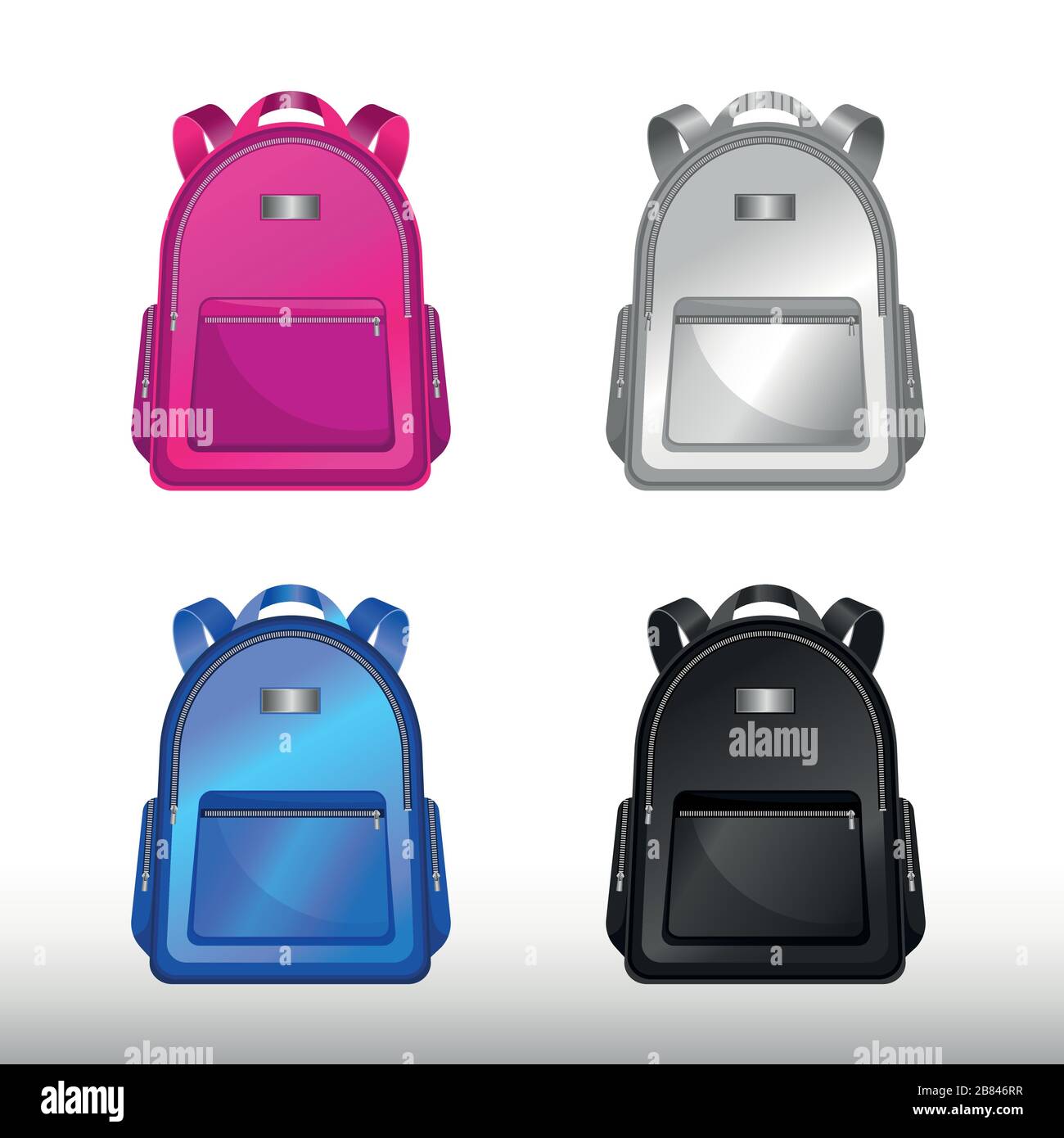 School bag set. Backpack symbol. Isolated icon of school bag vector ...