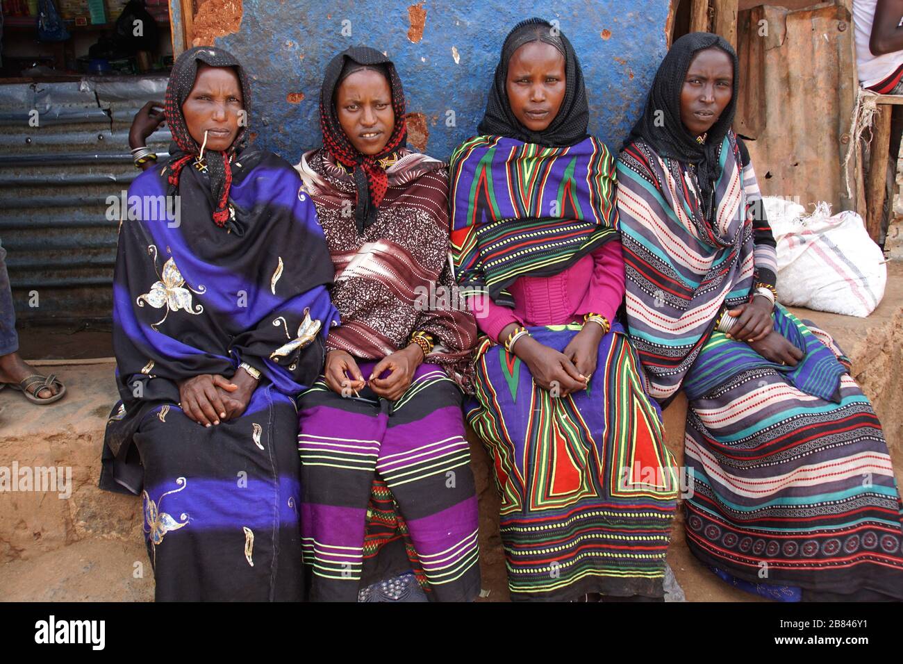 Front View of Four Borana Women in colourful, tradtional Clothing Stock ...