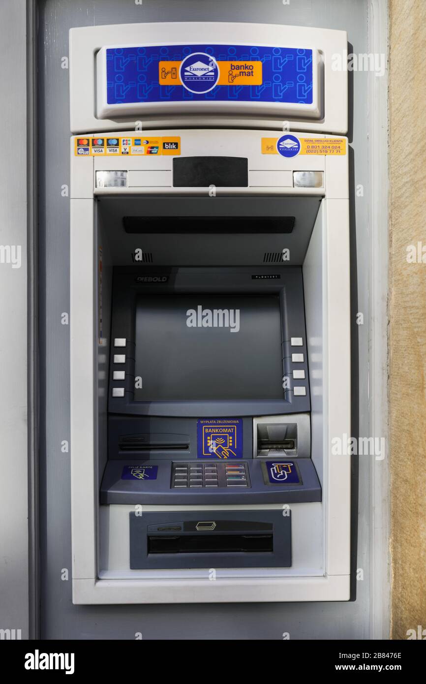 Cracow, Lesser Poland, Poland. 17th Mar, 2020. ATM closed due to lack ...