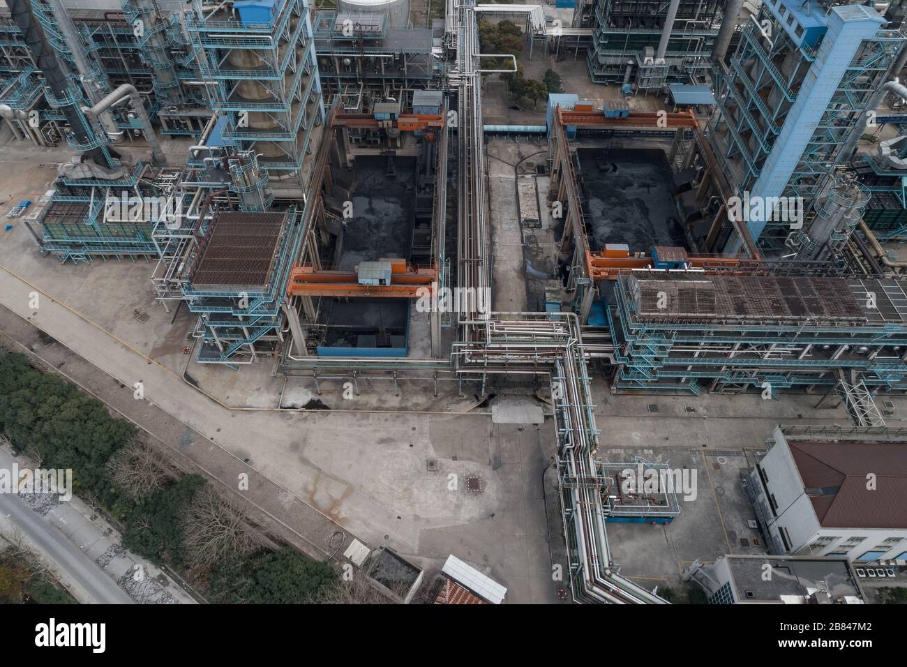 An aerial view of industrial buildings hi-res stock photography and ...