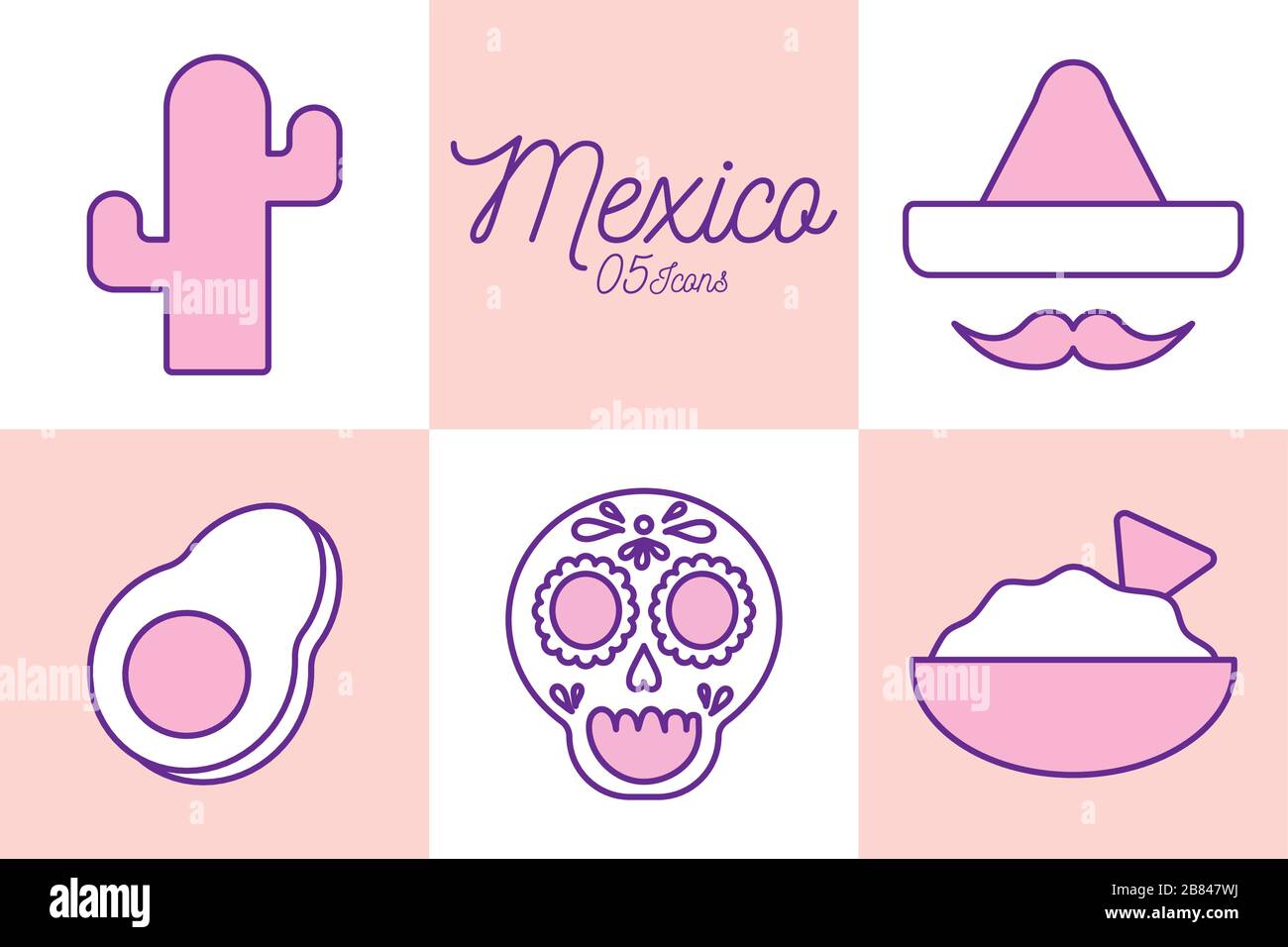 5 Mexican line style icon set vector design Stock Vector Image & Art ...