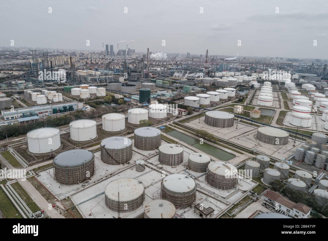 aerial view of industrial buildings Stock Photo - Alamy