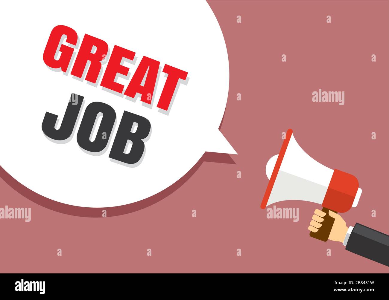 Megaphone with great job speech bubble Stock Vector Image & Art - Alamy