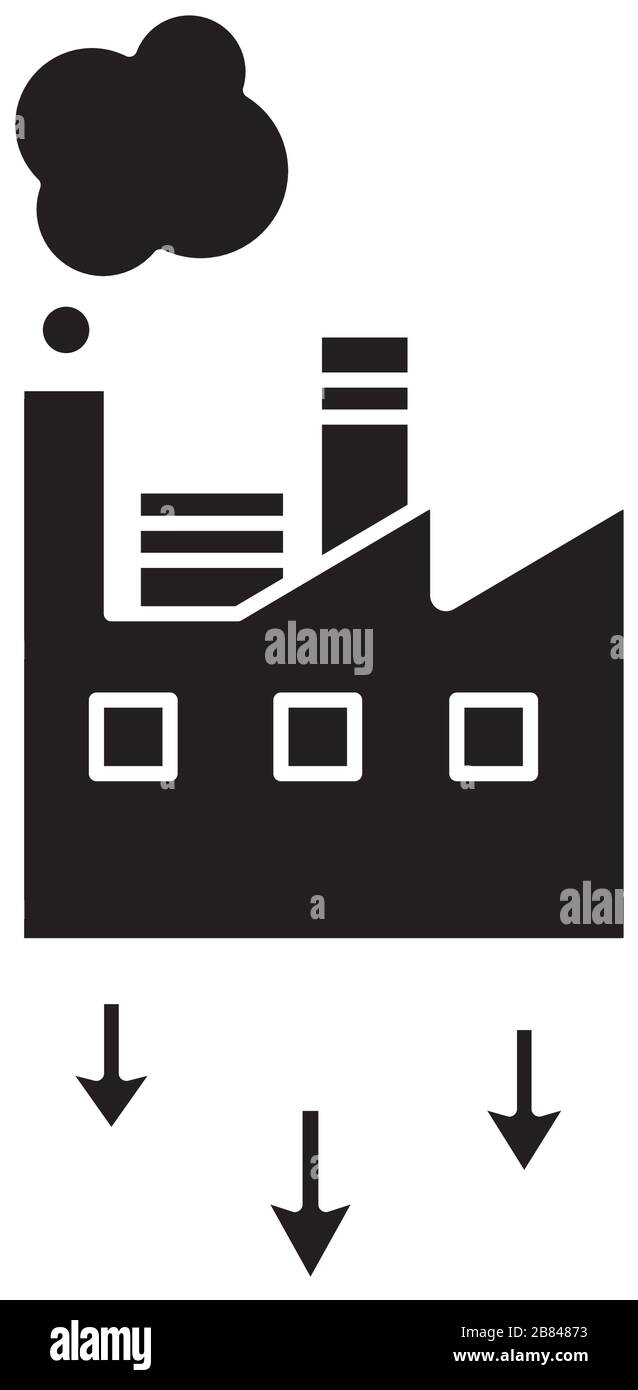 factory building with arrows down flat style Stock Vector Image & Art ...