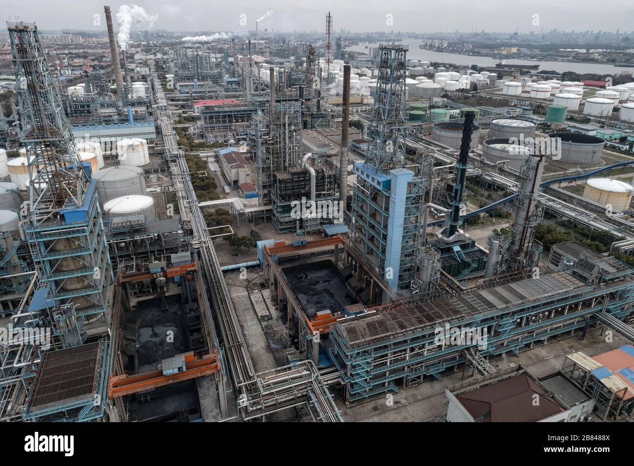 aerial view of industrial buildings Stock Photo - Alamy