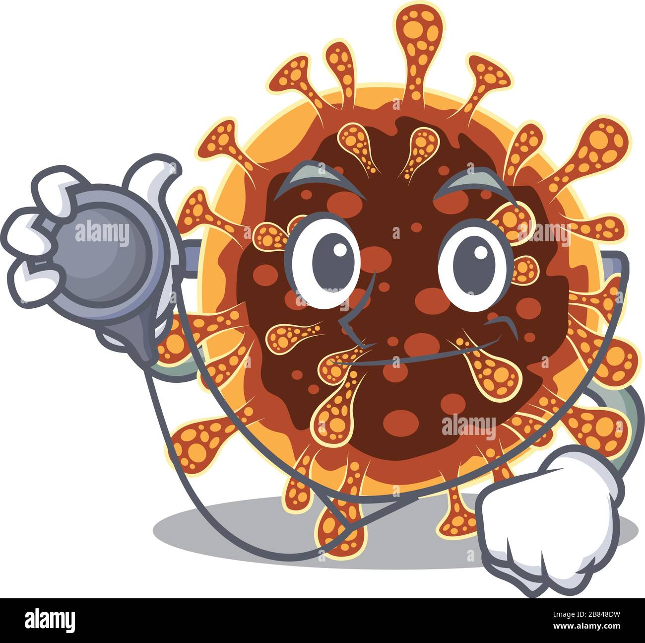 An elegant gamma coronavirus in a Doctor Cartoon character with tools ...