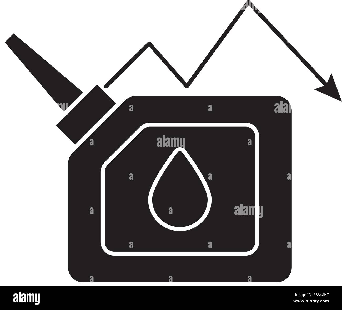 oil barrel tank with arrow decreasing flat style icon Stock Vector ...
