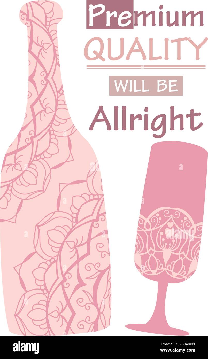 Modern design of bottle alcohol and glass. Vector Stock Vector Image ...