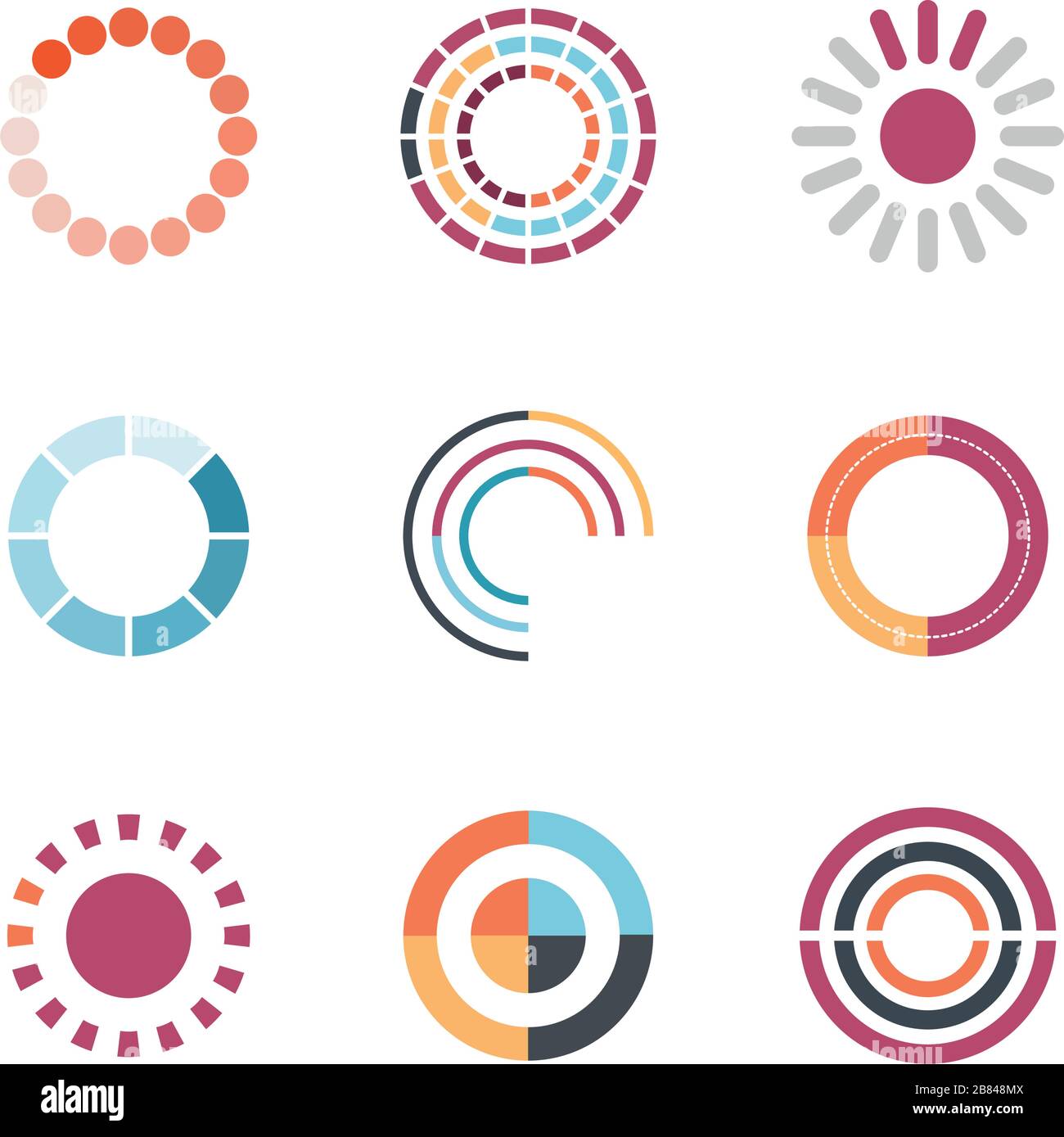 loading circles flat style icon set vector design Stock Vector Image ...