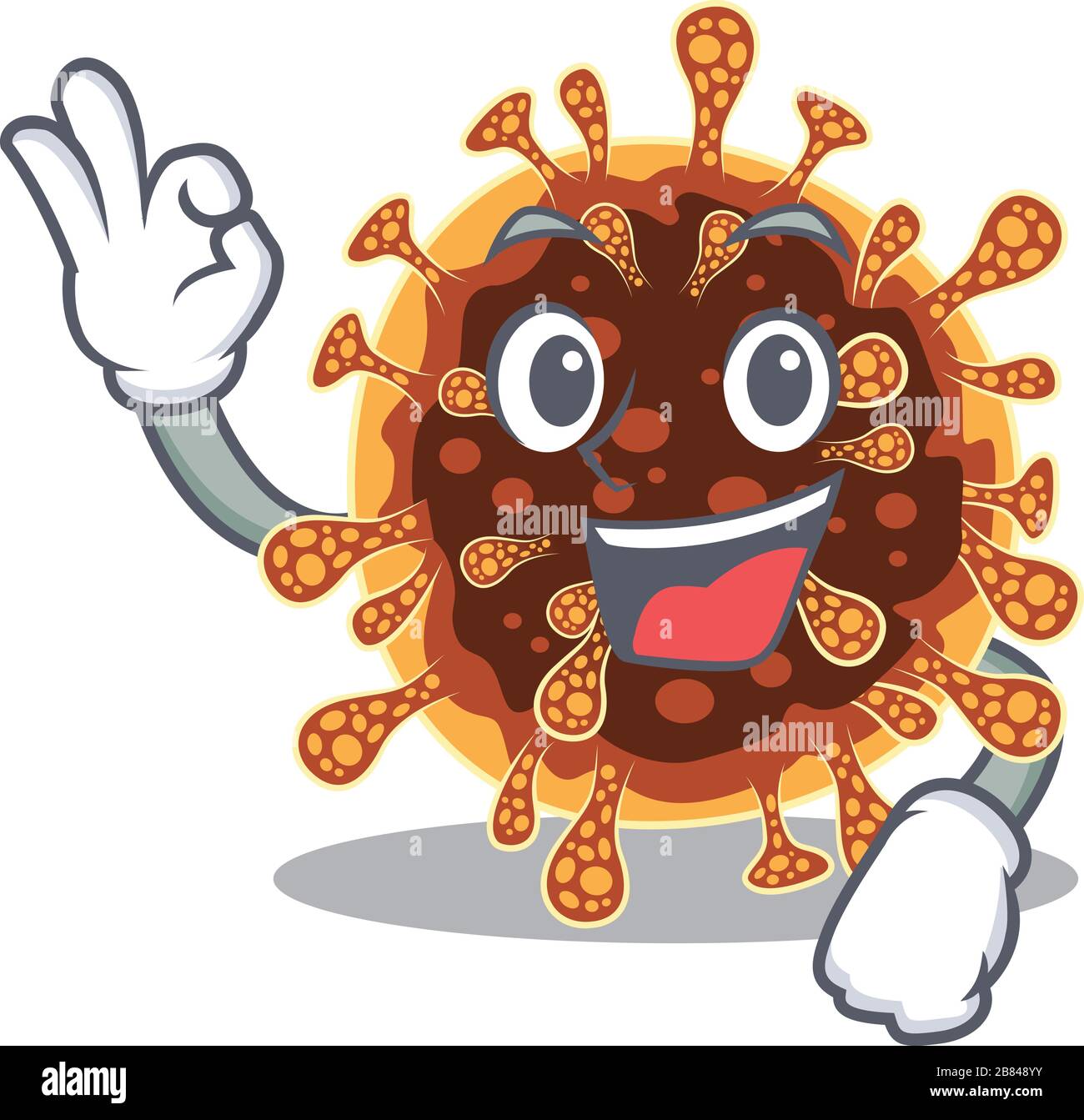 Gamma coronavirus cartoon character design style making an Okay gesture ...