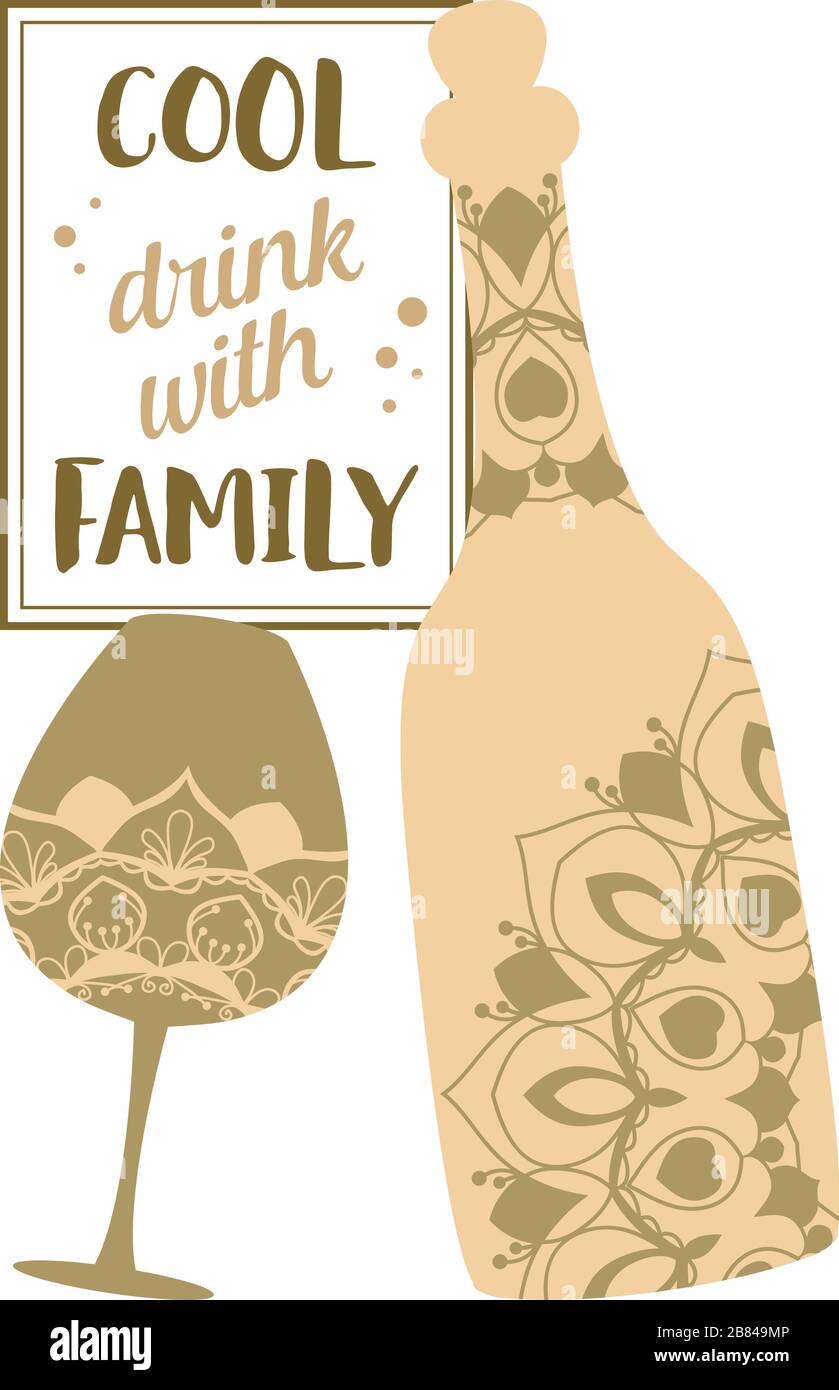 Bottle and glass unique with angela. Vector Stock Vector Image & Art ...