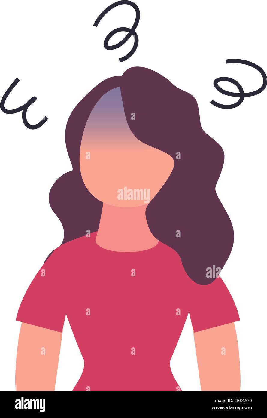 covid 19 concept of woman with headache icon over white background ...