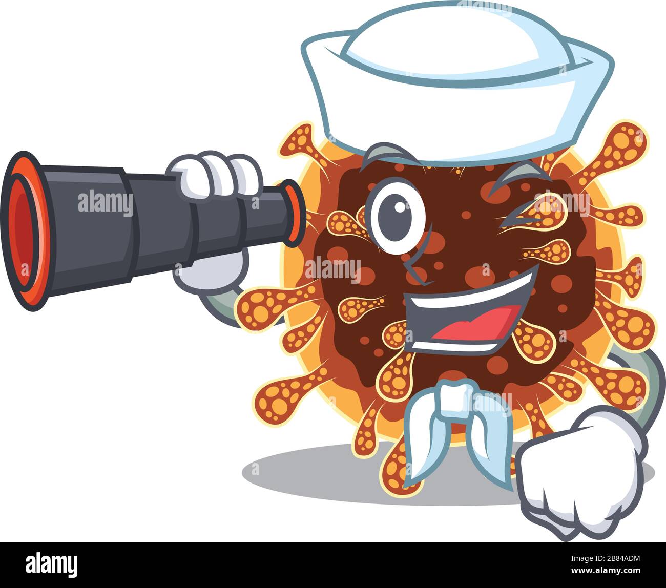 Gamma coronavirus in Sailor cartoon character design with binocular ...