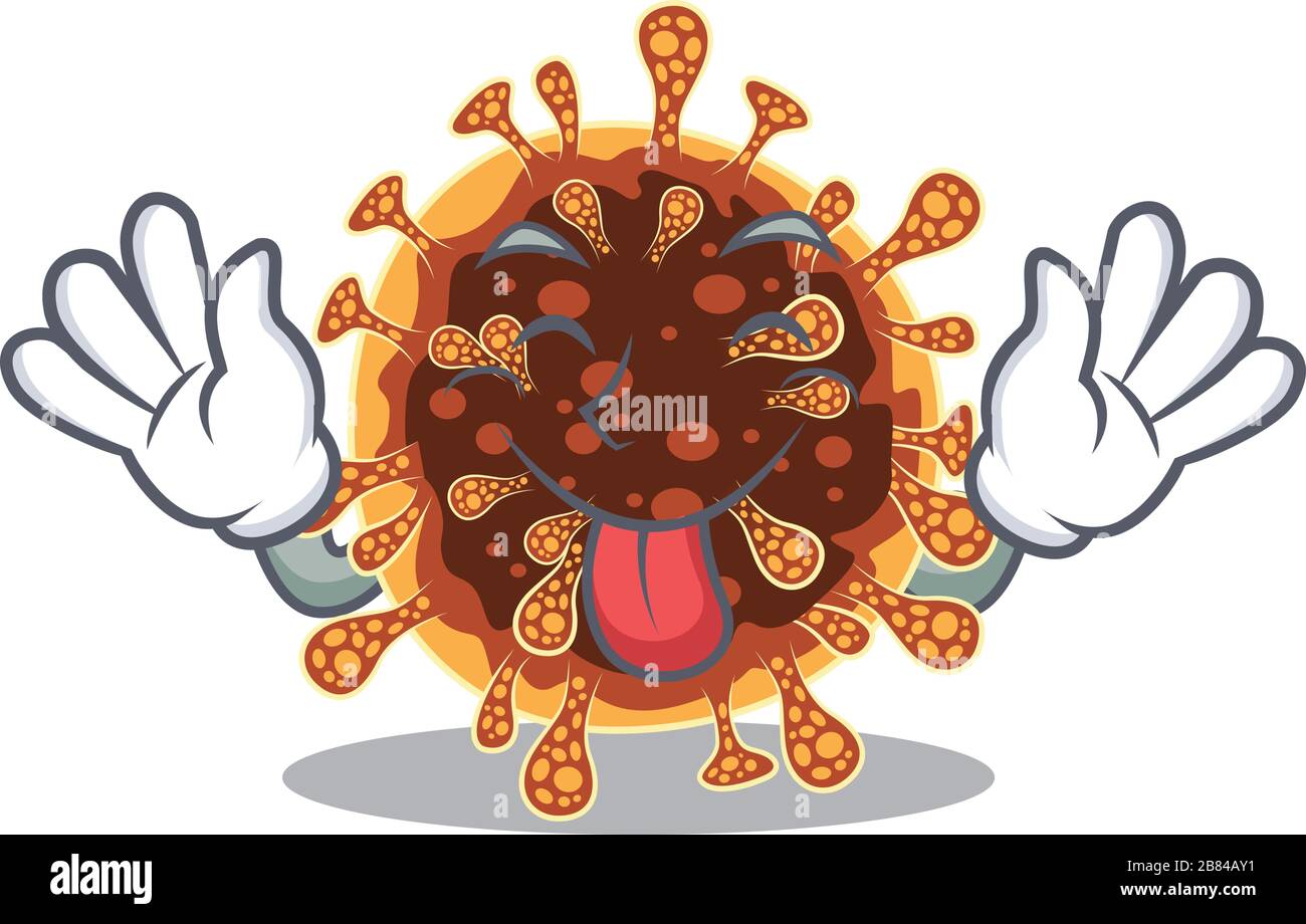Funny face gamma coronavirus mascot design style with tongue out Stock ...