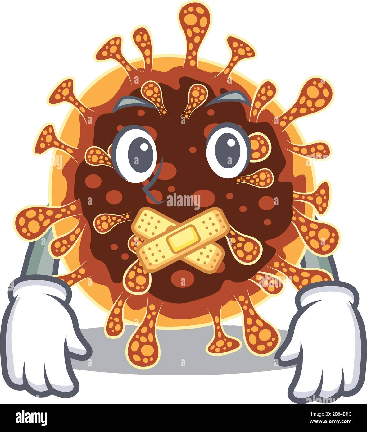 Gamma coronavirus mascot cartoon character design with silent gesture ...