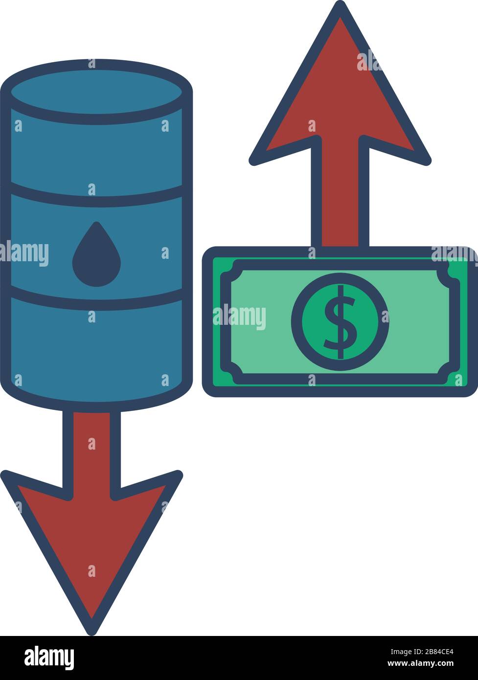 barrel and dollar with arrows oil prices fill style Stock Vector Image ...