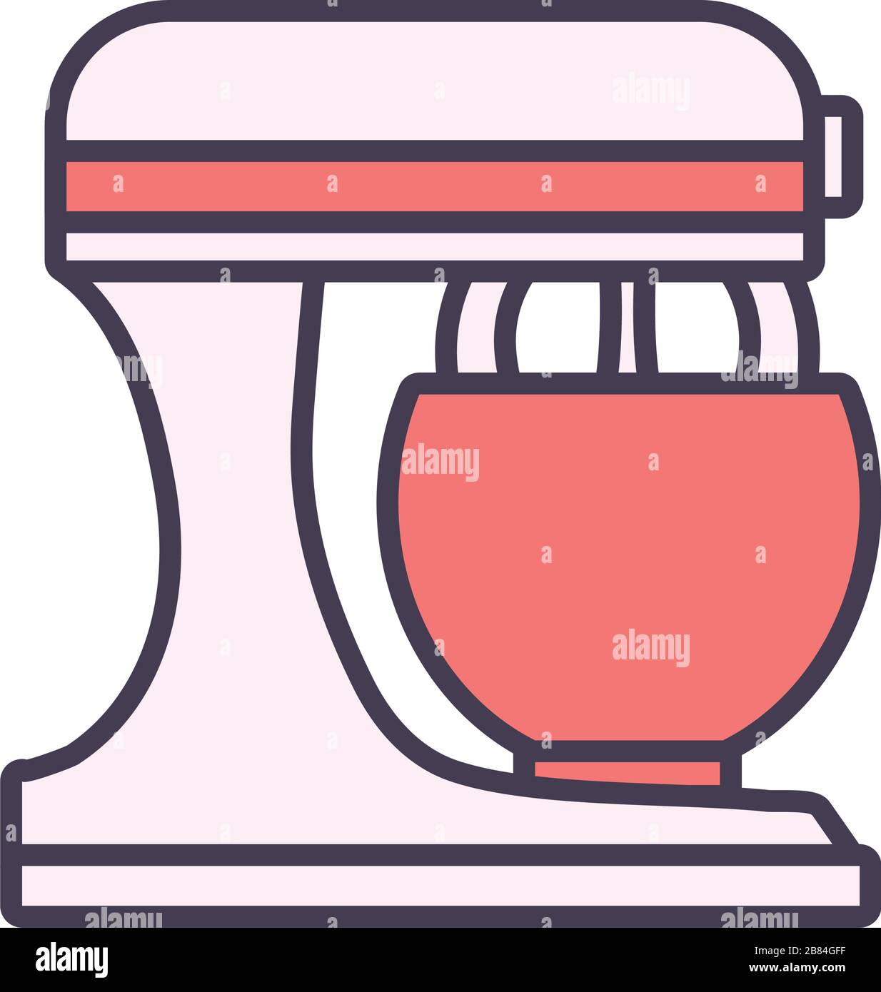 mixer and bowl line and fill style icon design, kitchen cook eat food ...