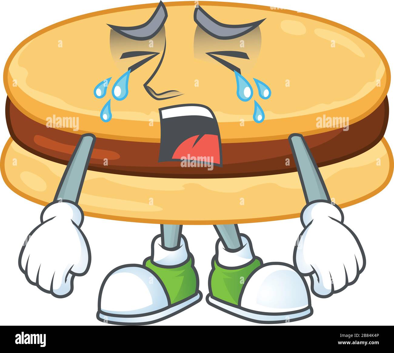A Crying face of brown alfajor cartoon character design Stock Vector ...
