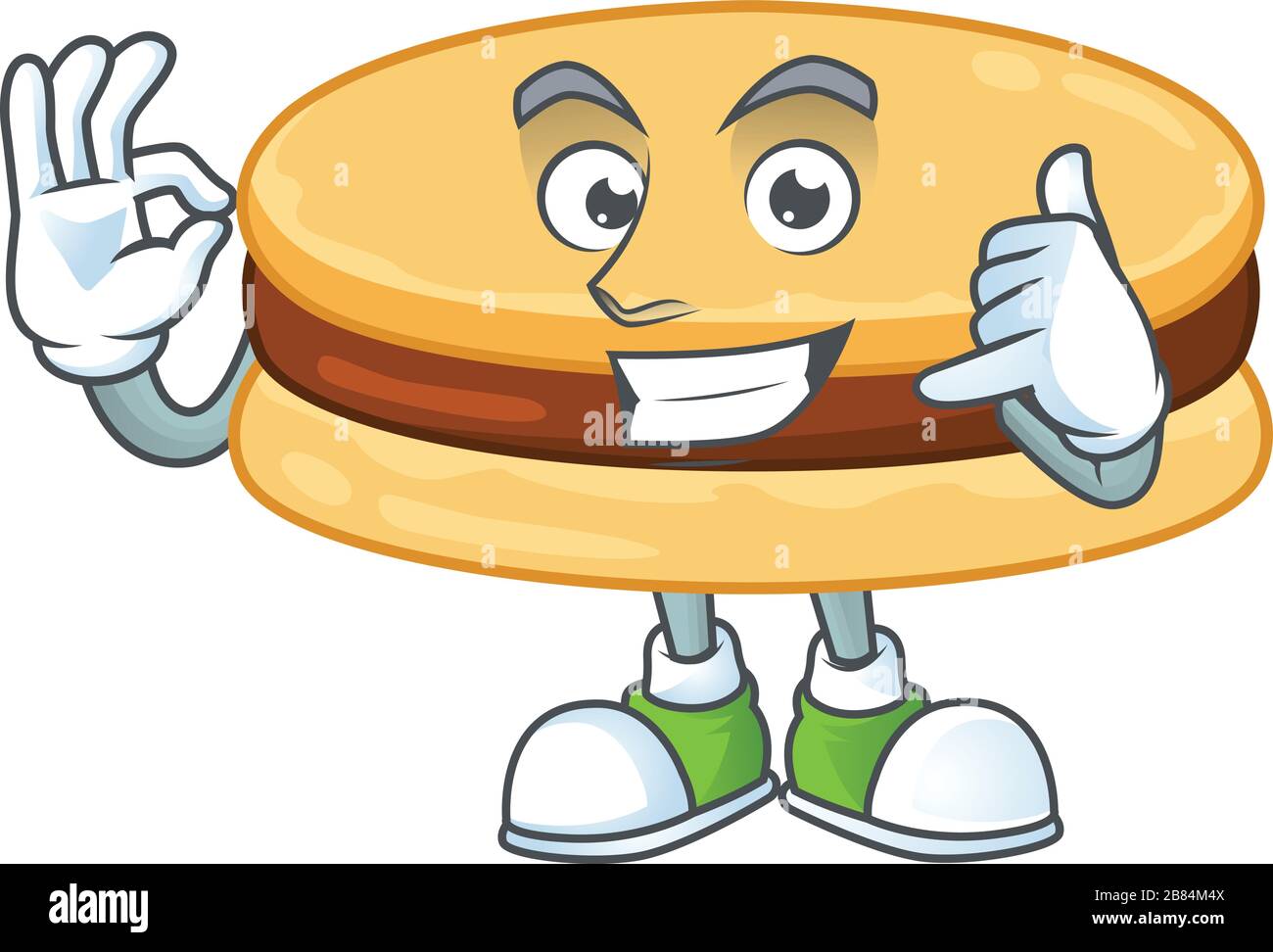Call me funny gesture brown alfajor mascot cartoon design Stock Vector ...
