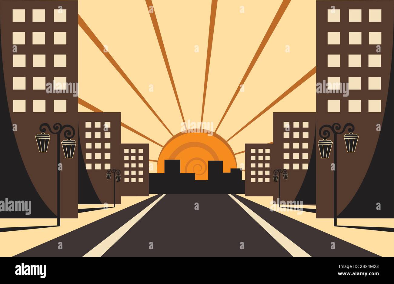 Sunrise sun over skyline Stock Vector Images - Alamy