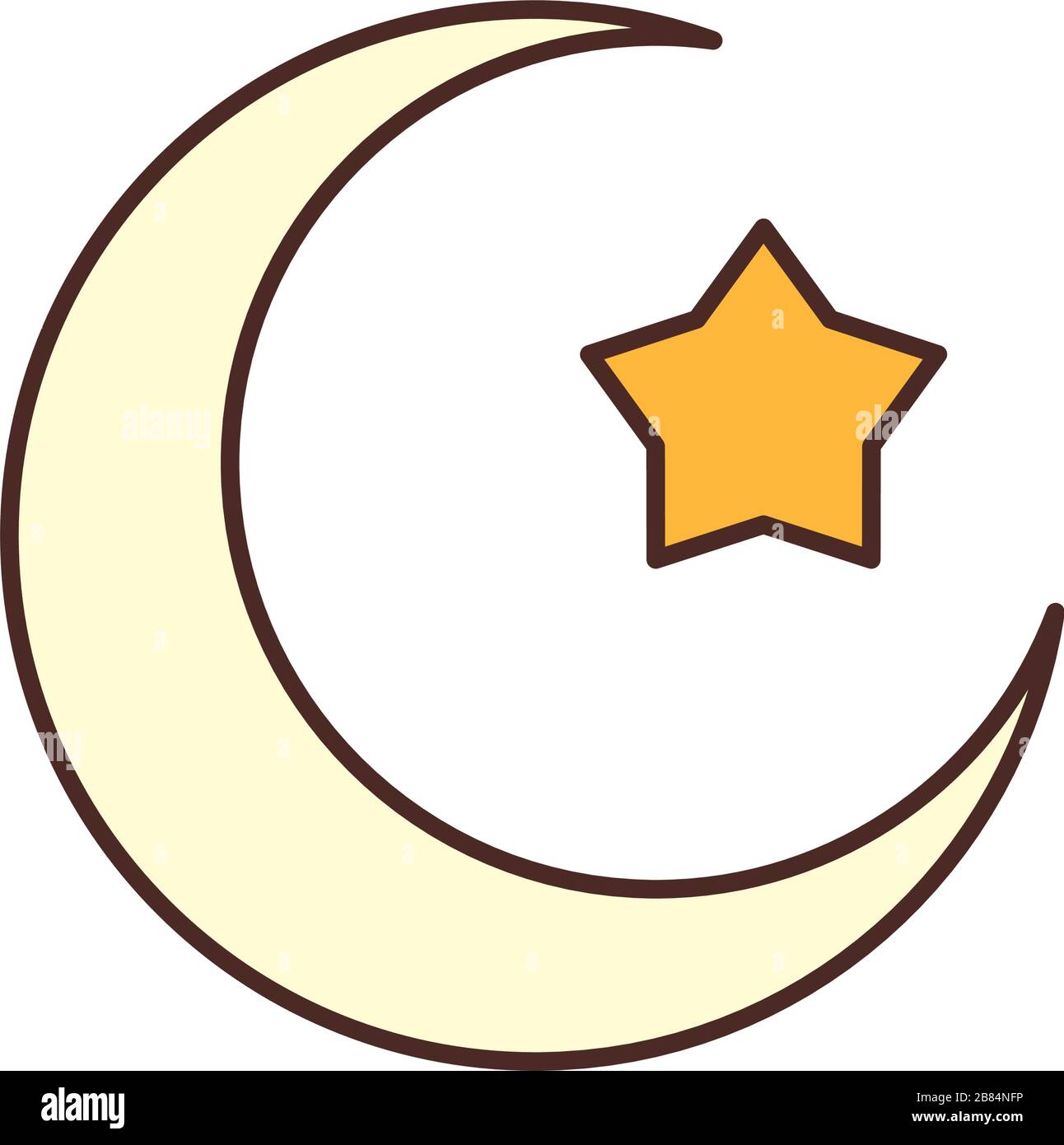 Ramadan moon and star fill style icon design, Islamic muslim religion ...