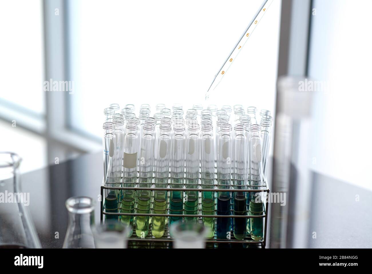 Medical research lab or Laboratory test testing samples or a solution ...