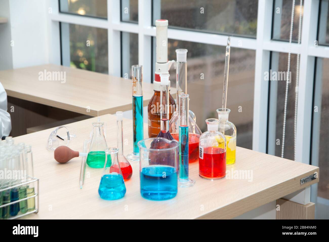 Medical research lab or Laboratory test testing samples or a solution ...