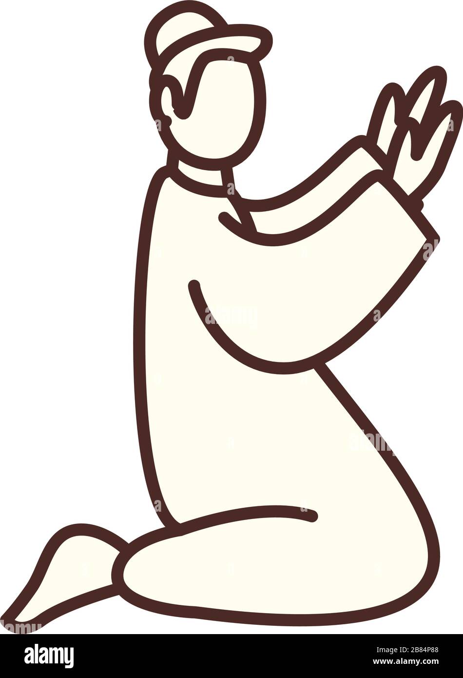 Muslim man line style icon design, Islamic religion culture belief ...