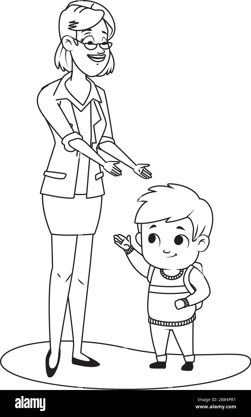 cute little boy with teacher character Stock Vector Image & Art - Alamy