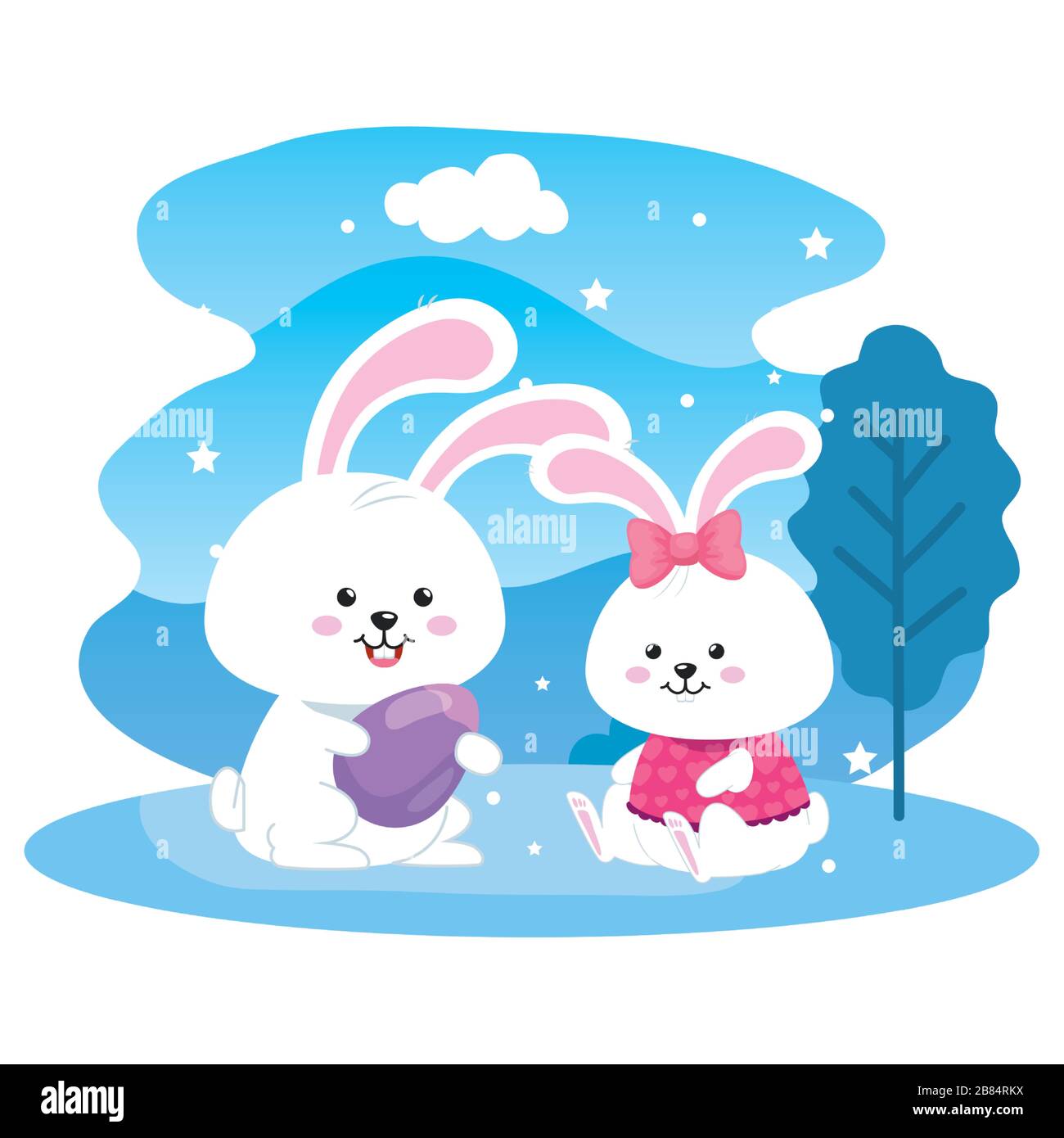 cute rabbits animals in landscape nature Stock Vector Image & Art - Alamy
