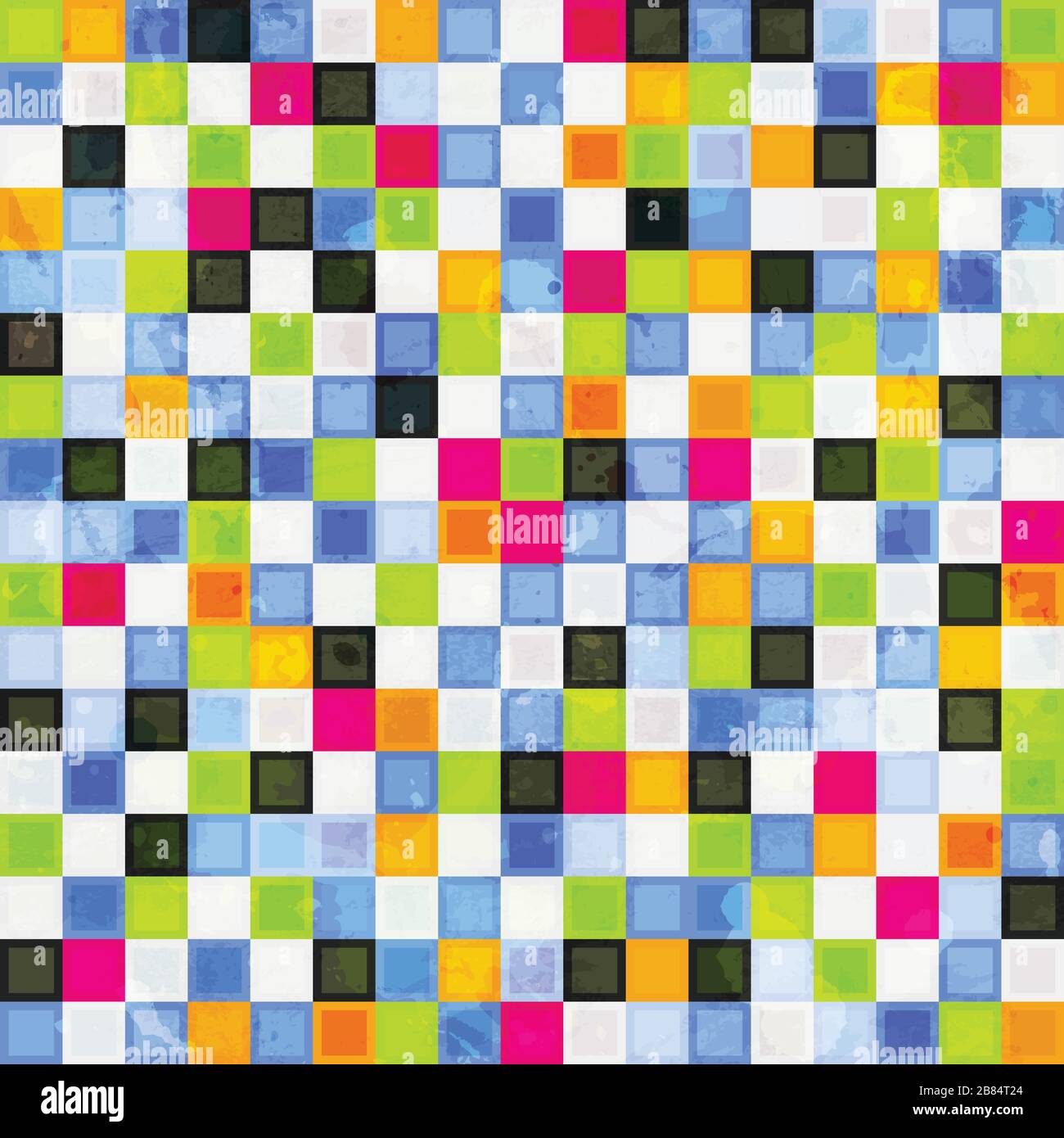 colored squares seamless pattern with grunge effect Stock Vector Image ...