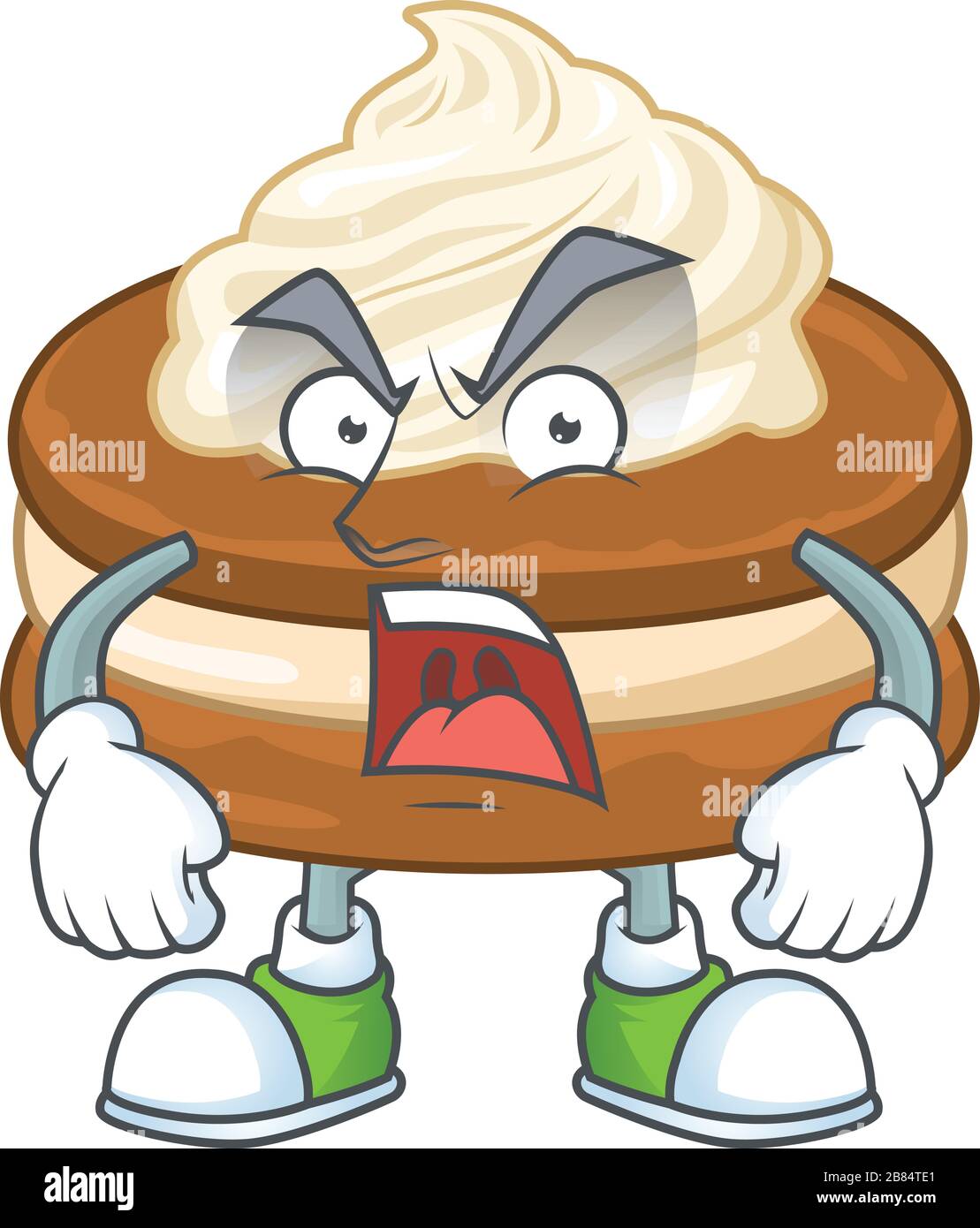 White cream alfajor mascot design concept showing angry face Stock ...