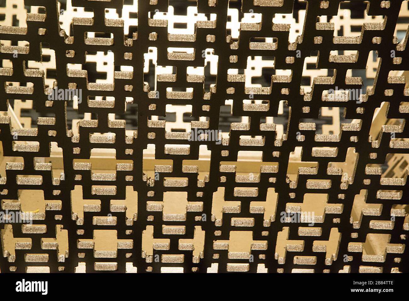 Decoration partition pattern wooden in a building Stock Photo - Alamy