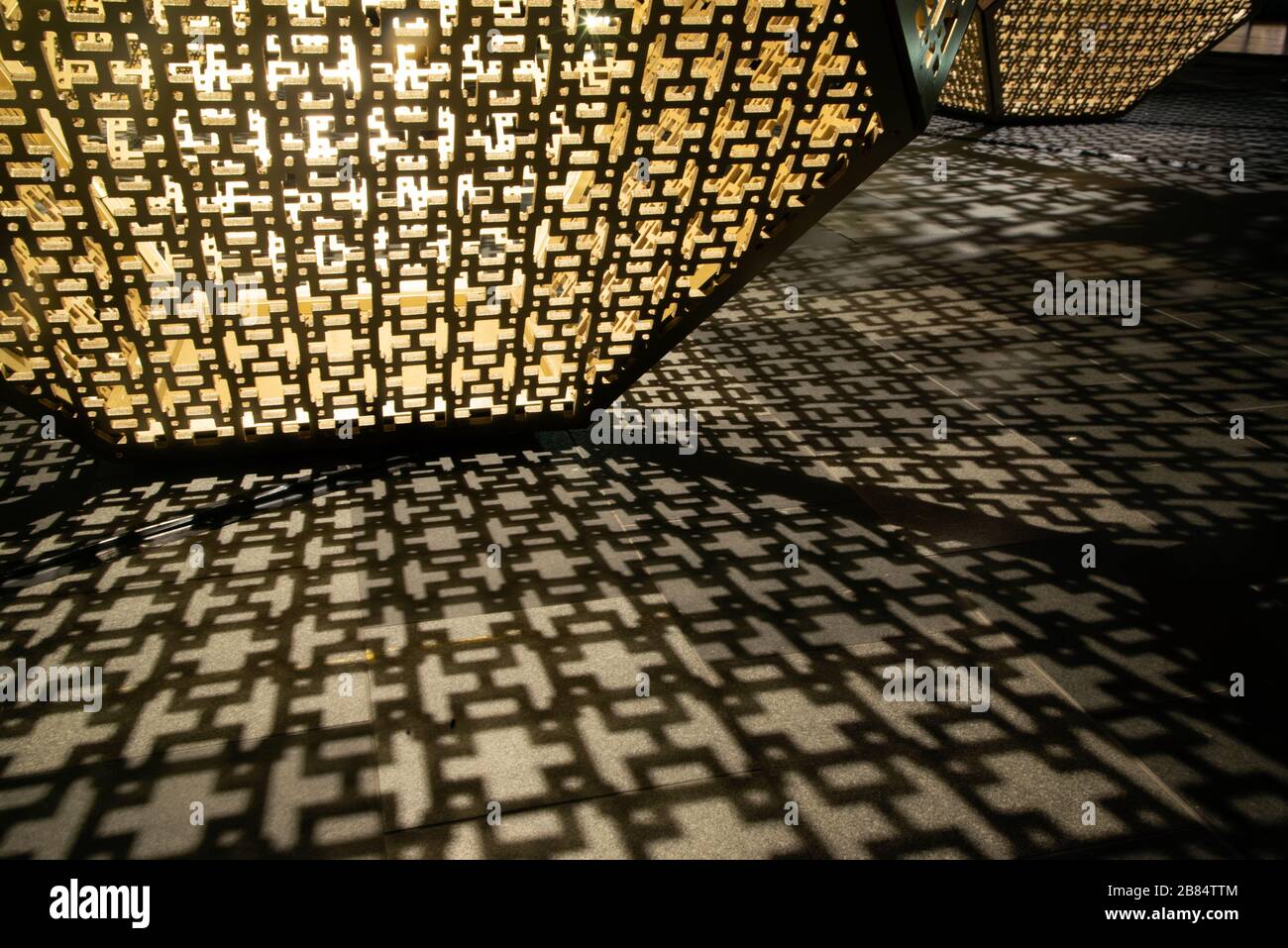 Decoration partition pattern wooden in a building Stock Photo - Alamy