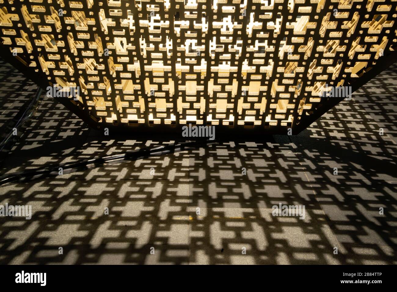 Decoration partition pattern wooden in a building Stock Photo - Alamy